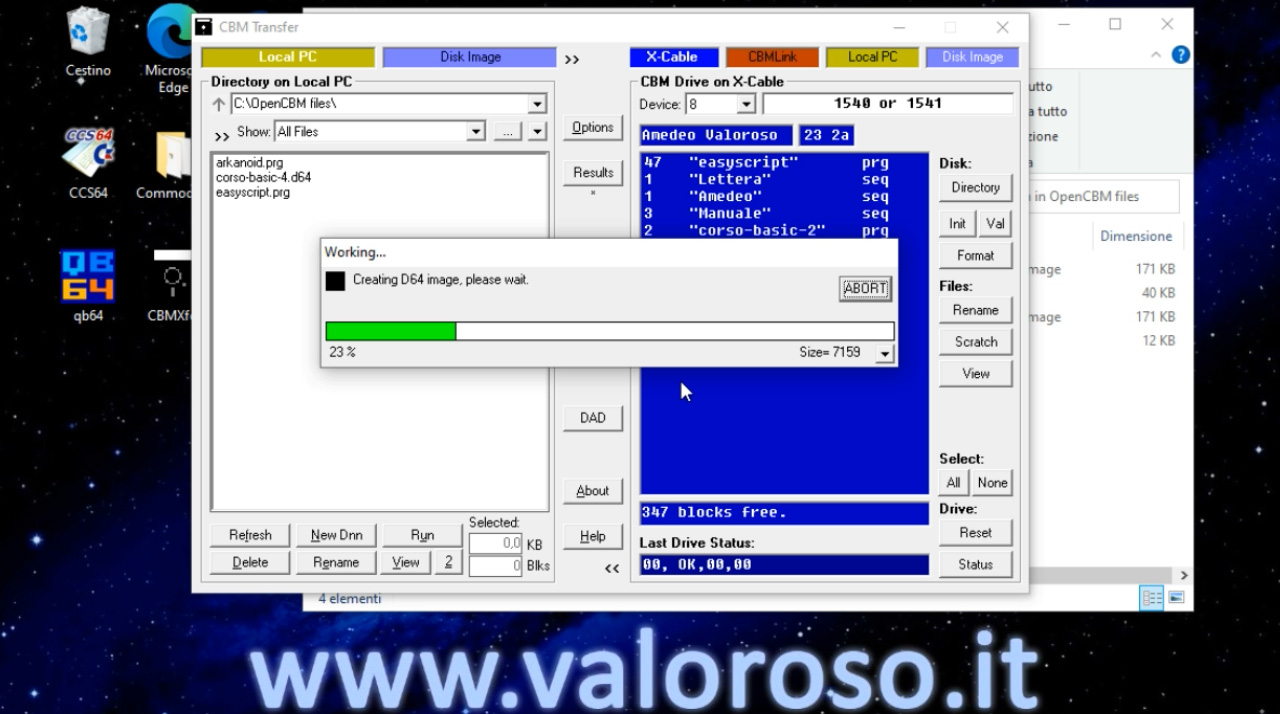 Connect the Commodore 1541 floppy disk drive to the Windows 10 PC
